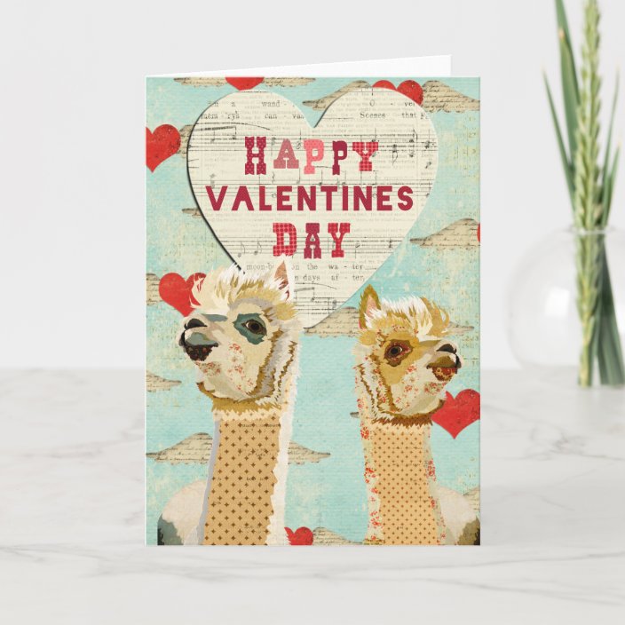 Alpacas Heart Valentine Card | Zazzle.com