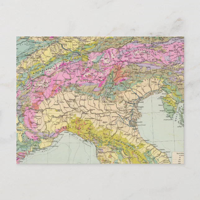 Alpenlander - Atlas Map of the Alps Postcard | Zazzle