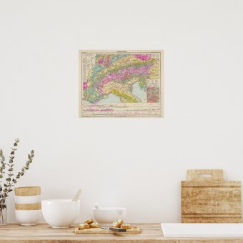 Alpenlander - Atlas Map of the Alps Poster | Zazzle