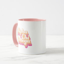 Alpha Chi Omega | Groovy Script Mug | Zazzle