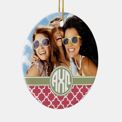 Alpha Chi Omega | Monogram and Photo Ceramic Ornament | Zazzle