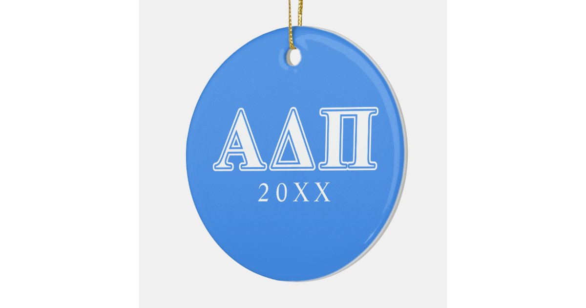 Alpha Delta Pi Dark Blue and White Letters Ceramic Ornament | Zazzle