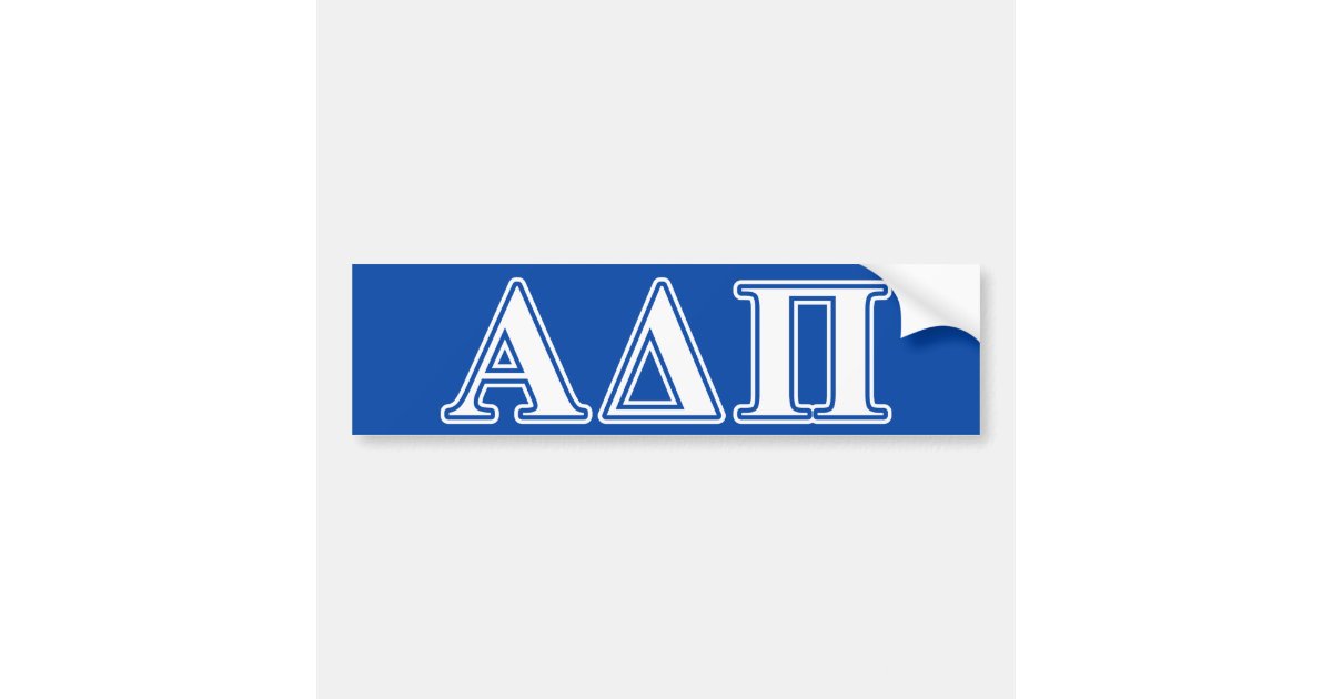 Alpha Delta Pi Light Blue and White Letters Bumper Sticker | Zazzle