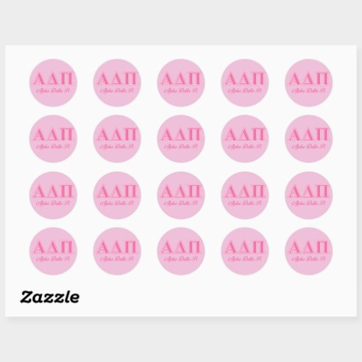 Alpha Delta Pi Pink Letters Classic Round Sticker | Zazzle