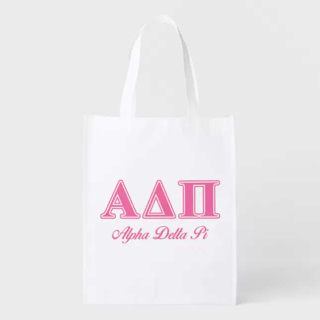 Alpha Delta Pi Pink Letters Reusable Grocery Bag | Zazzle