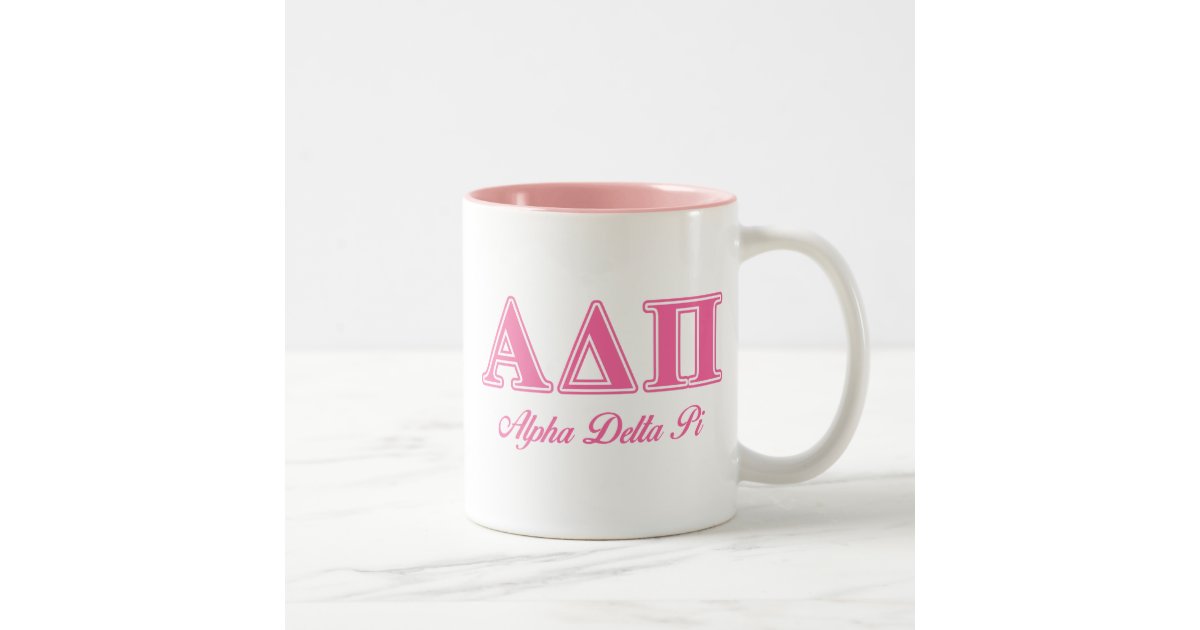 Alpha Delta Pi Pink Letters Two-Tone Coffee Mug | Zazzle