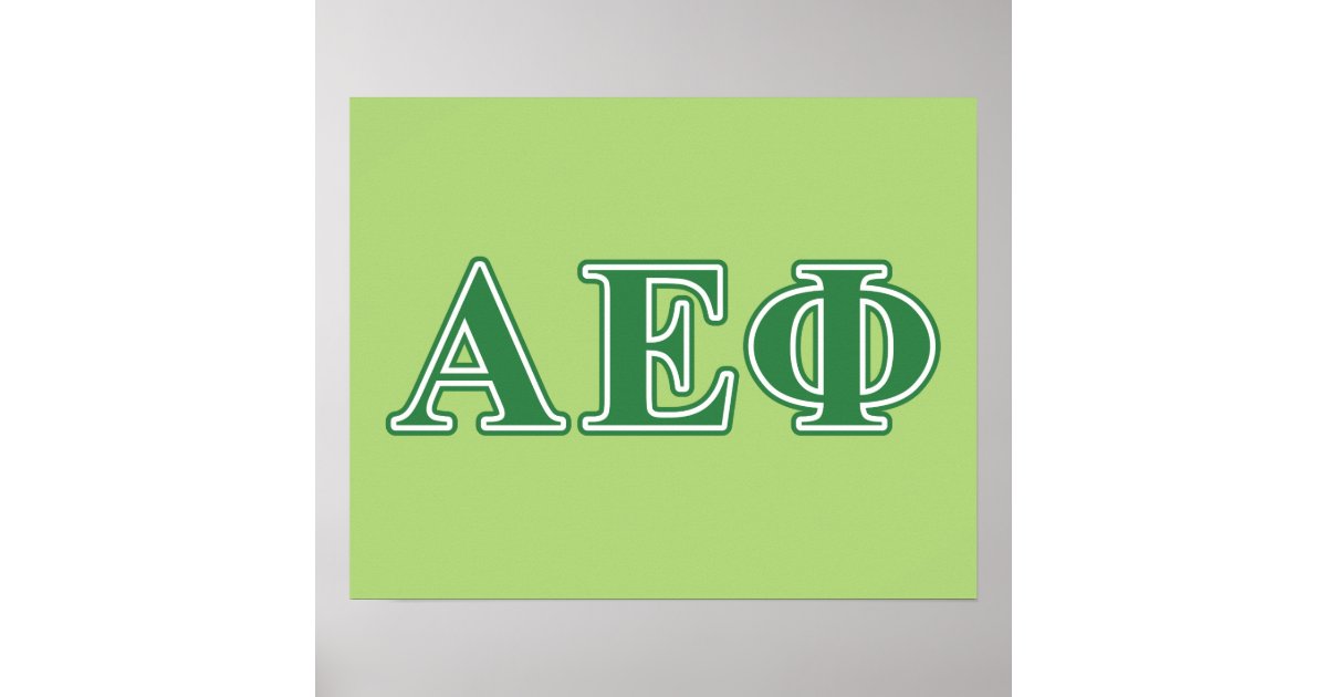 Alpha Epsilon Phi Green Letters 3 Poster | Zazzle