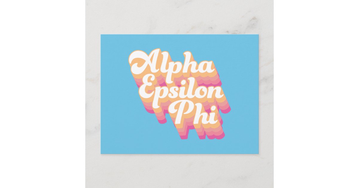 Alpha Epsilon Phi | Groovy Script Postcard | Zazzle