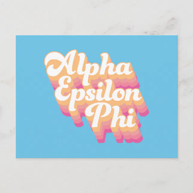 Alpha Epsilon Phi | Groovy Script Postcard | Zazzle