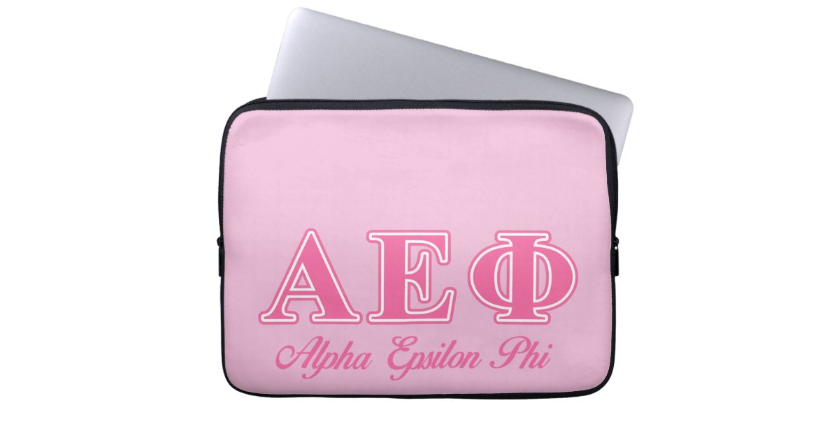 Alpha Epsilon Phi Pink Letters Laptop Sleeve | Zazzle