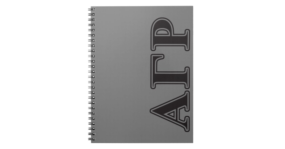 Alpha Gamma Rho Black Letters Notebook | Zazzle