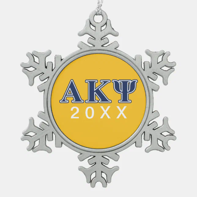 Alpha Kappa Psi Navy Letters Snowflake Pewter Christmas Ornament | Zazzle