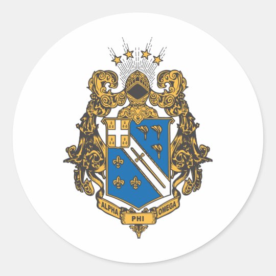Alpha Phi Omega Color - Crest Classic Round Sticker | Zazzle.com