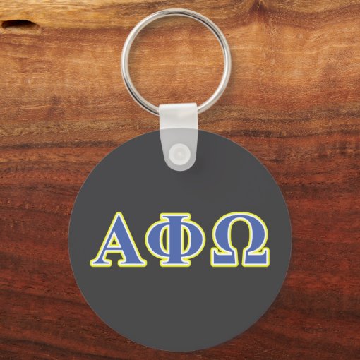 Alpha Phi Omega Yellow and Blue Letters Keychain | Zazzle