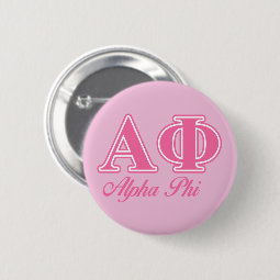 Alpha Phi Pink Letters Button | Zazzle