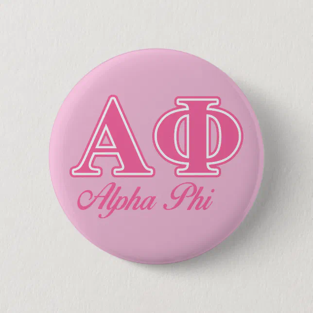 Alpha Phi Pink Letters Button | Zazzle