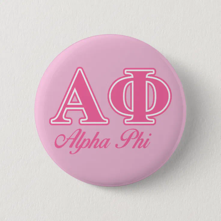 Alpha Phi Pink Letters Button | Zazzle