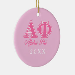Alpha Phi Pink Letters Ceramic Ornament | Zazzle