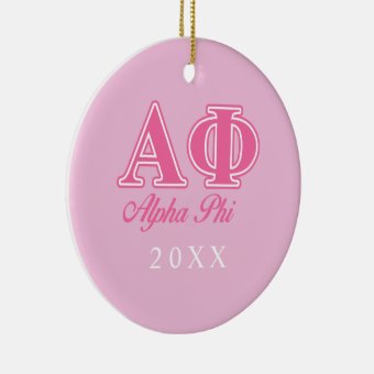 Alpha Phi Pink Letters Ceramic Ornament | Zazzle