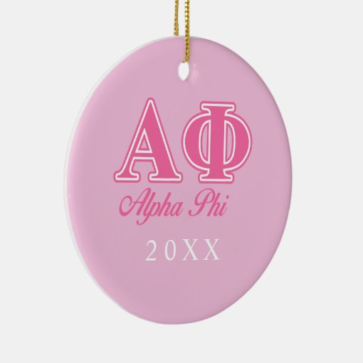 Alpha Phi Pink Letters Ceramic Ornament | Zazzle