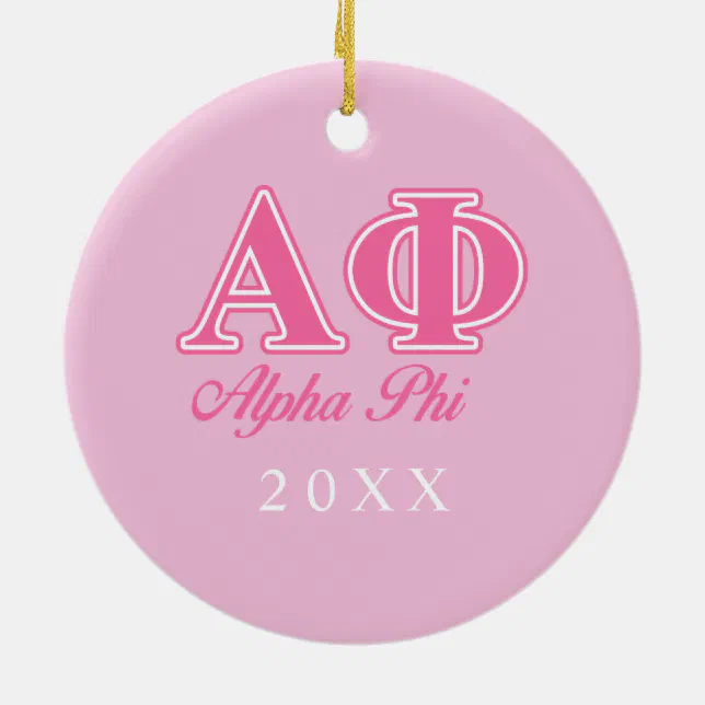 Alpha Phi Pink Letters Ceramic Ornament | Zazzle