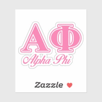 Alpha Phi Pink Letters Sticker | Zazzle