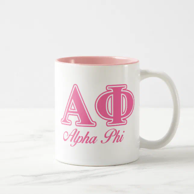 Alpha Phi Pink Letters Two-Tone Coffee Mug | Zazzle