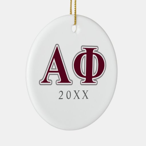 Alpha Phi Silver and Bordeaux Letters Ceramic Ornament | Zazzle