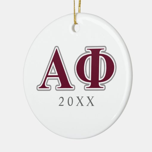 Alpha Phi Silver and Bordeaux Letters Ceramic Ornament | Zazzle
