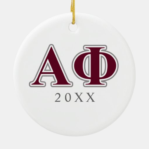 Alpha Phi Silver and Bordeaux Letters Ceramic Ornament | Zazzle