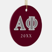Alpha Phi Silver Letters Ceramic Ornament | Zazzle