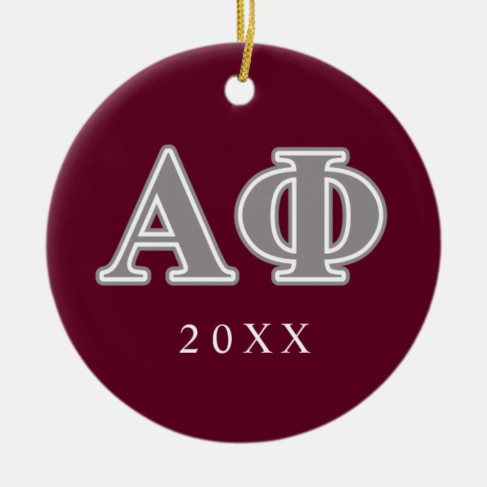 Alpha Phi Silver Letters Ceramic Ornament | Zazzle.com