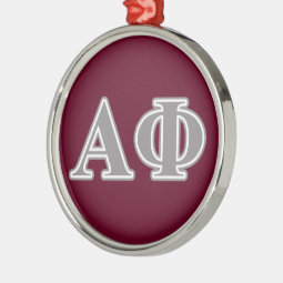 Alpha Phi Silver Letters Metal Ornament | Zazzle
