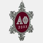 Alpha Phi Silver Letters Snowflake Pewter Christmas Ornament | Zazzle