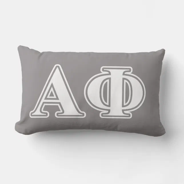 Alpha Phi White and Silver Letters Lumbar Pillow | Zazzle