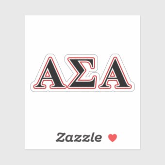 Alpha Sigma Alpha Black an Red Letters Sticker | Zazzle