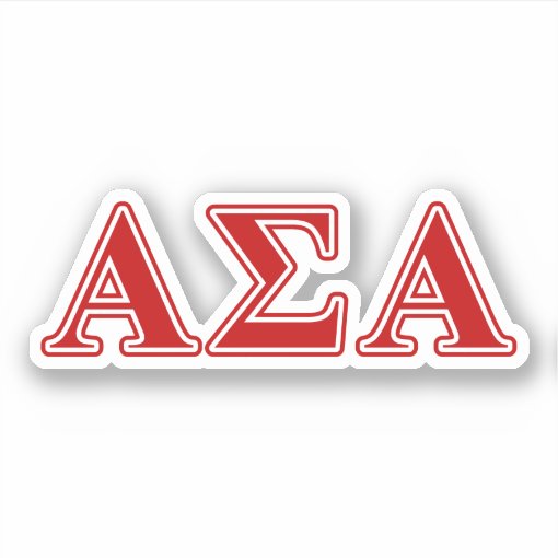 Alpha Sigma Alpha Red Letters Sticker | Zazzle