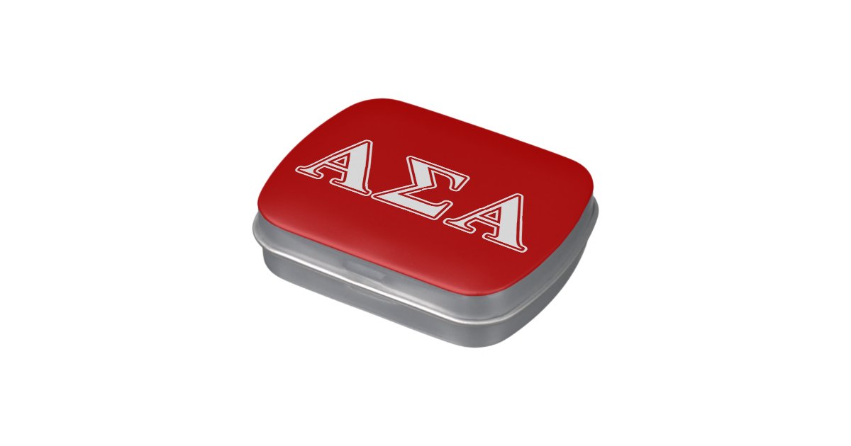 Alpha Sigma Alpha White and Red Letters Candy Tin | Zazzle