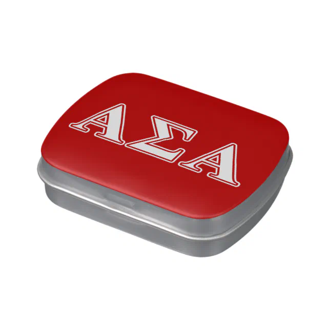 Alpha Sigma Alpha White and Red Letters Candy Tin | Zazzle