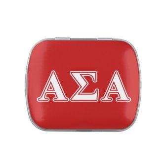 Alpha Sigma Alpha White and Red Letters Candy Tin | Zazzle