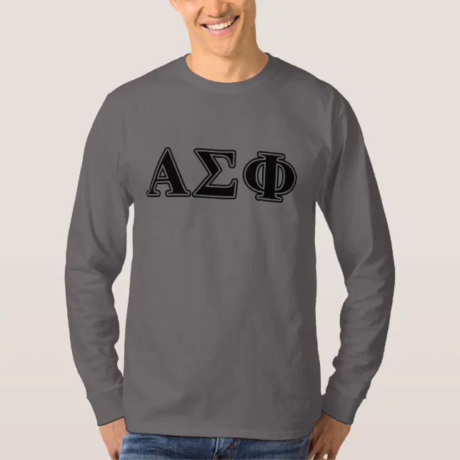 Alpha Sigma Phi Black Letters T-Shirt | Zazzle