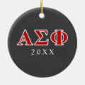 Alpha Sigma Phi Red and Grey Lettes Ceramic Ornament | Zazzle