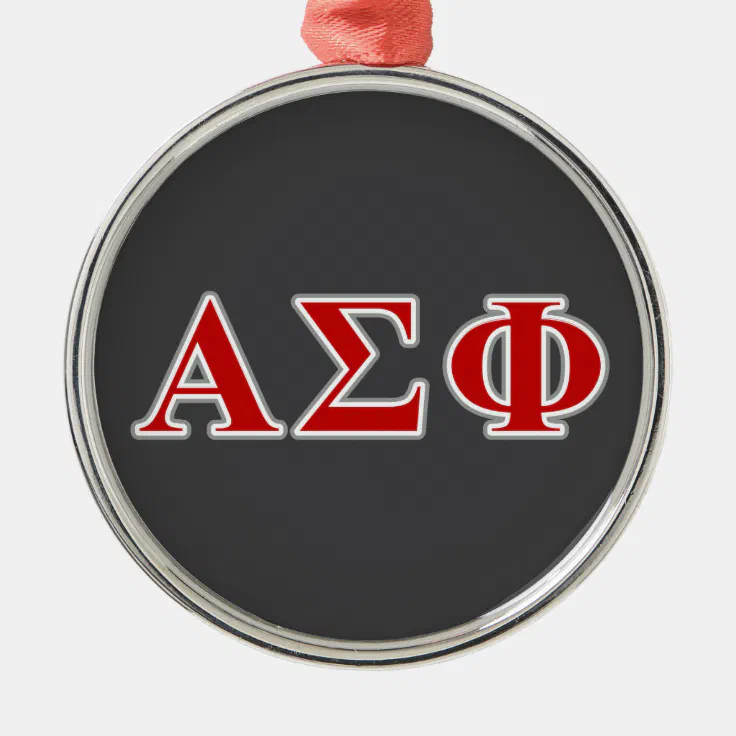 Alpha Sigma Phi Red and Grey Lettes Metal Ornament | Zazzle