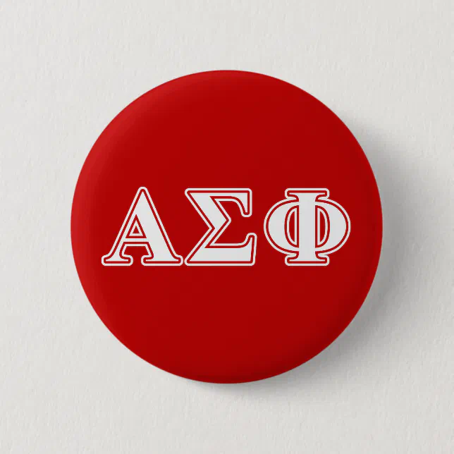 Alpha Sigma Phi White and Red Letters Button | Zazzle