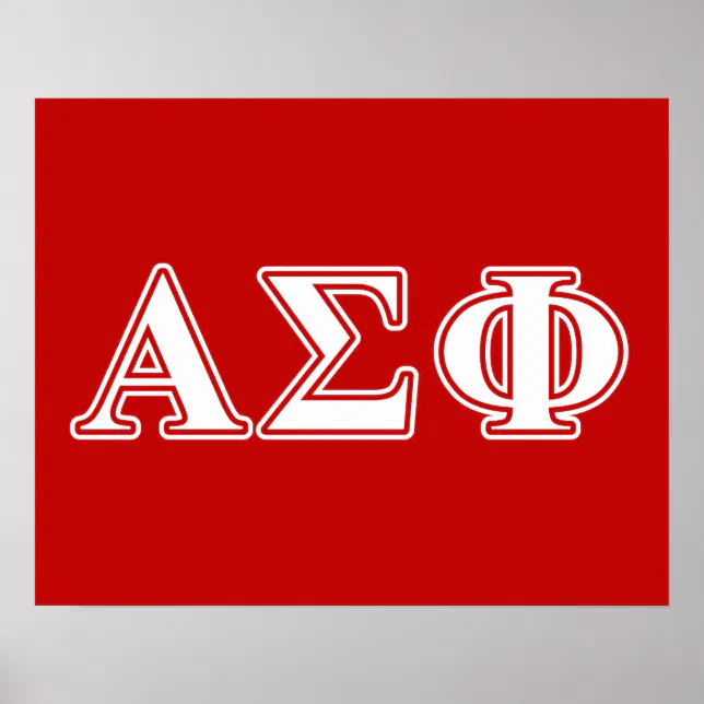 Alpha Sigma Phi White and Red Letters Poster | Zazzle