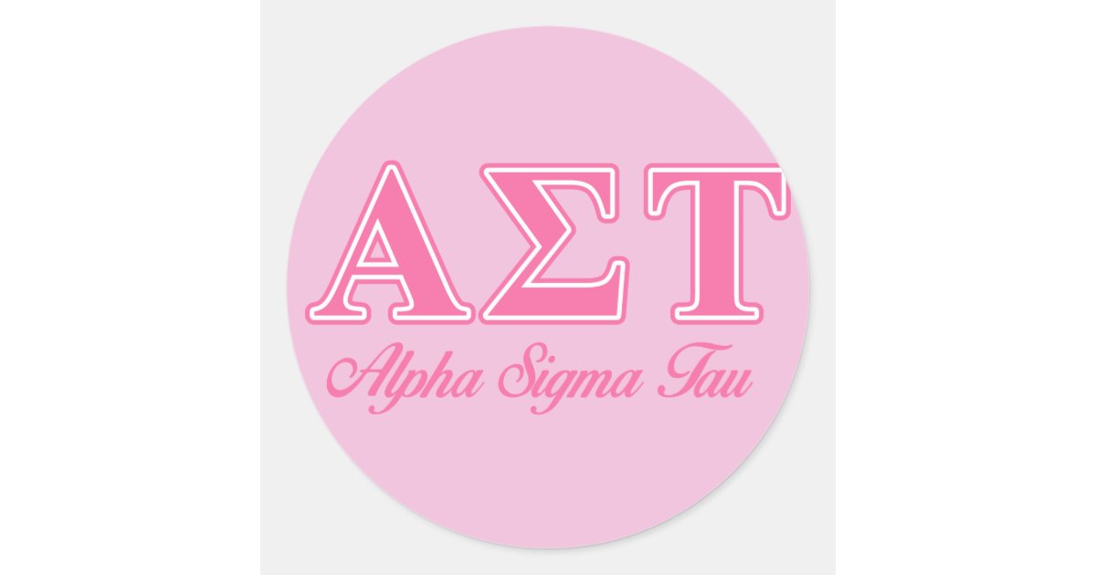 Alpha Sigma Tau Pink Letters Classic Round Sticker | Zazzle