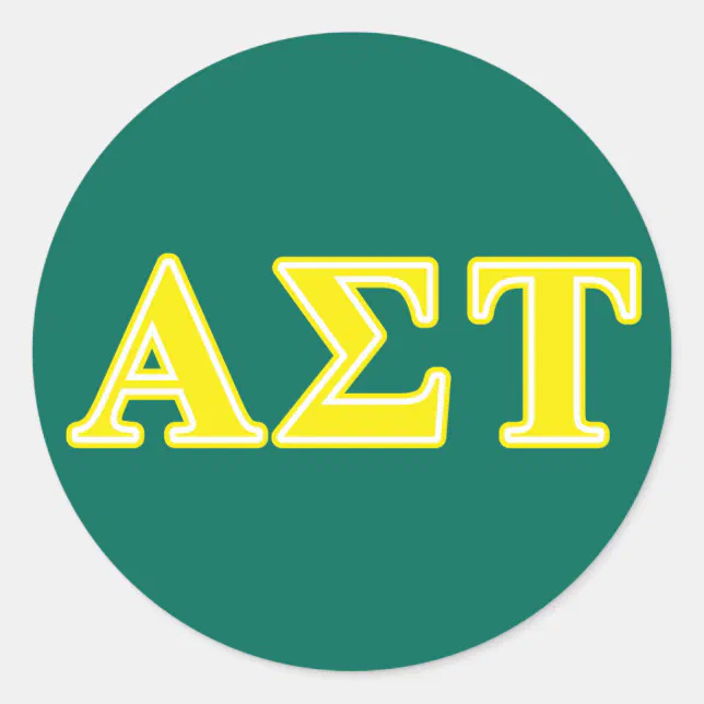 Alpha Sigma Tau Yellow Letters Classic Round Sticker | Zazzle
