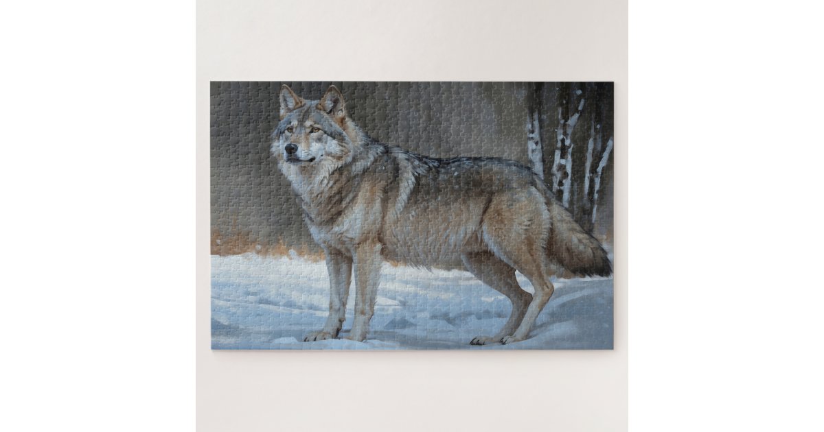 Alpha Timber Wolf Art Jigsaw Puzzle | Zazzle