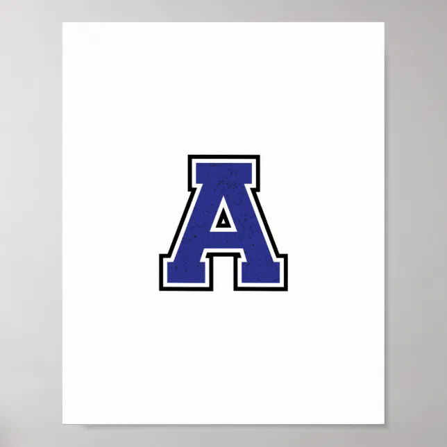 Alphabet A in Blue Color Poster | Zazzle