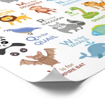 Alphabet Animal Poster A - Z Children Educational | Zazzle